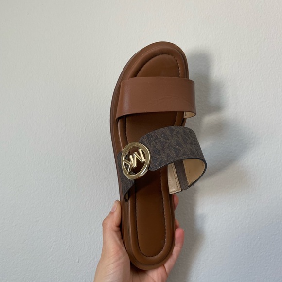 Michael Kors | Shoes | Michael Kors Brown Slide Sandals | Poshmark